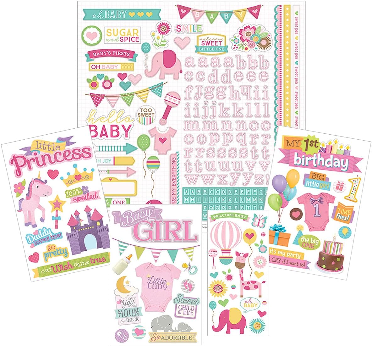Amazon.com: 4 Sheets Scrapbook Stickers, Various Patterns Baby ...