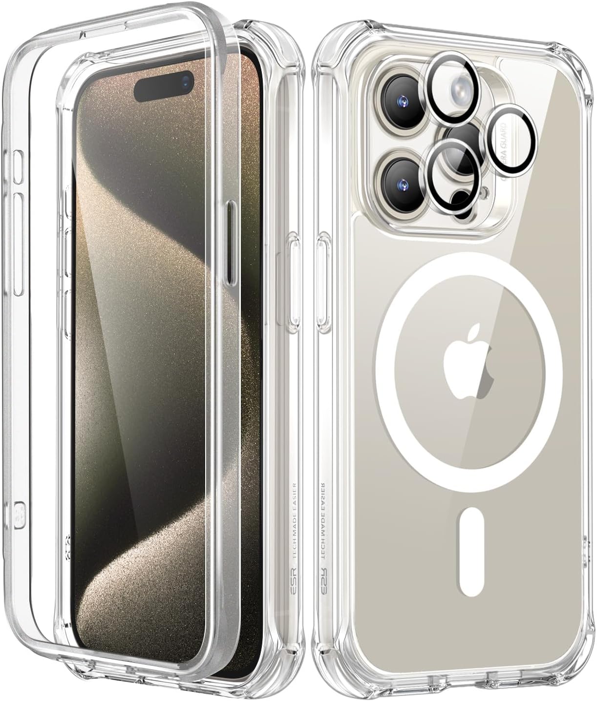 Amazon.com: ESR for iPhone 15 Pro Max Case Set, 1 Set Individual Lens Protectors, Compatible ...