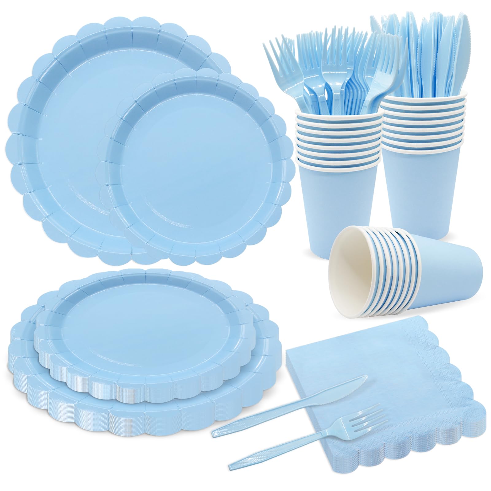 Amazon.com: Poqirzan 144Pcs Blue Party Supplies Blue Party Tableware ...