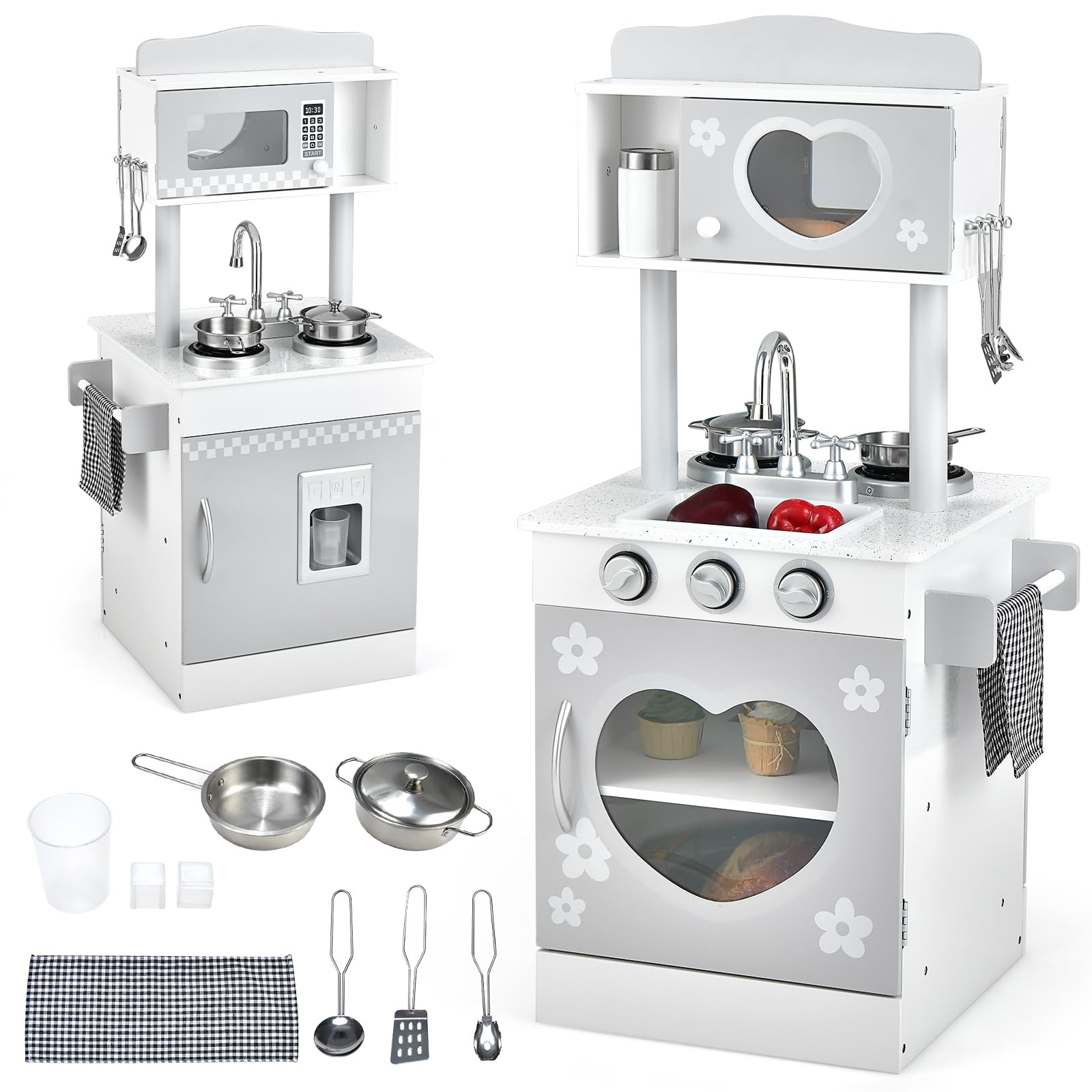 Amazon.com: INFANS 2 in 1 Kids Play Kitchen and Restaurant, Double ...