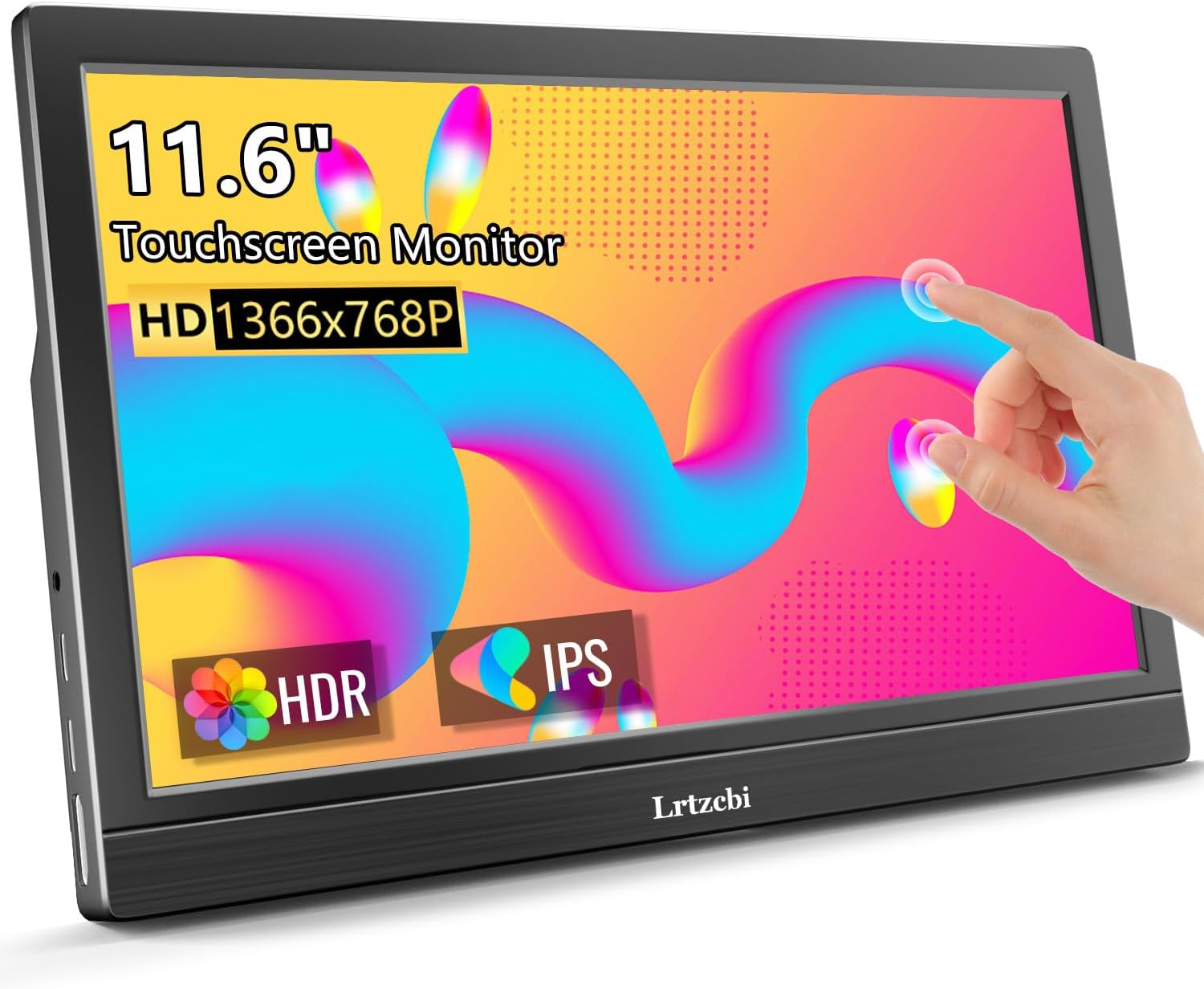 Lrtzcbi Touchscreen Portable Monitor 11.6 Inch, HDR 1366x768P IPS Touch ...