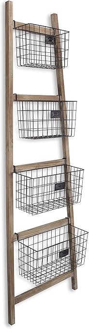 Amazon.com: Cheung's 4606 4 Metal Storage Basket Ladder, Brown : Home ...