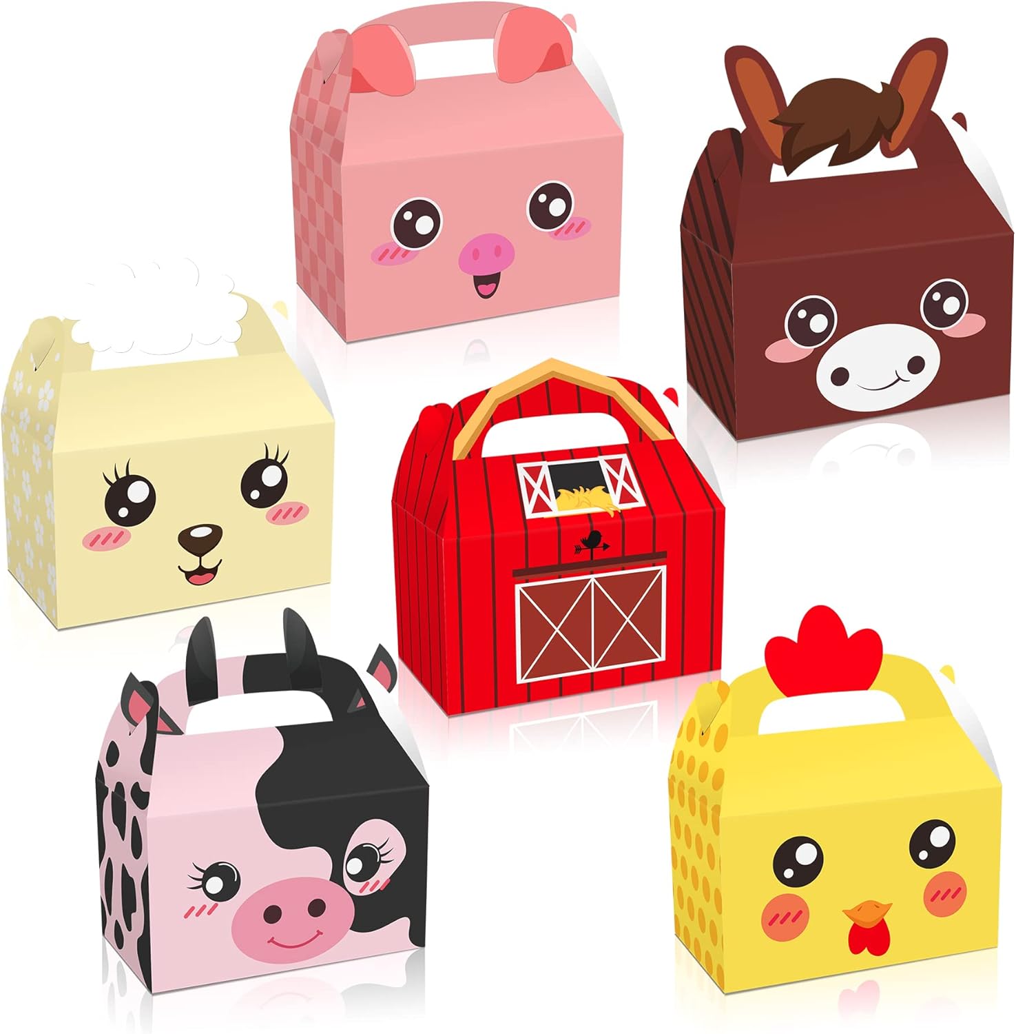 QYCX 12 Pack Farm Animal Party Decorations, Farm Animal Candy Boxes ...