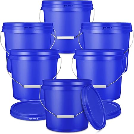 Amazon.com: Ziliny 6 Pack 2 Gallon Plastic Bucket with Lid Heavy Duty ...