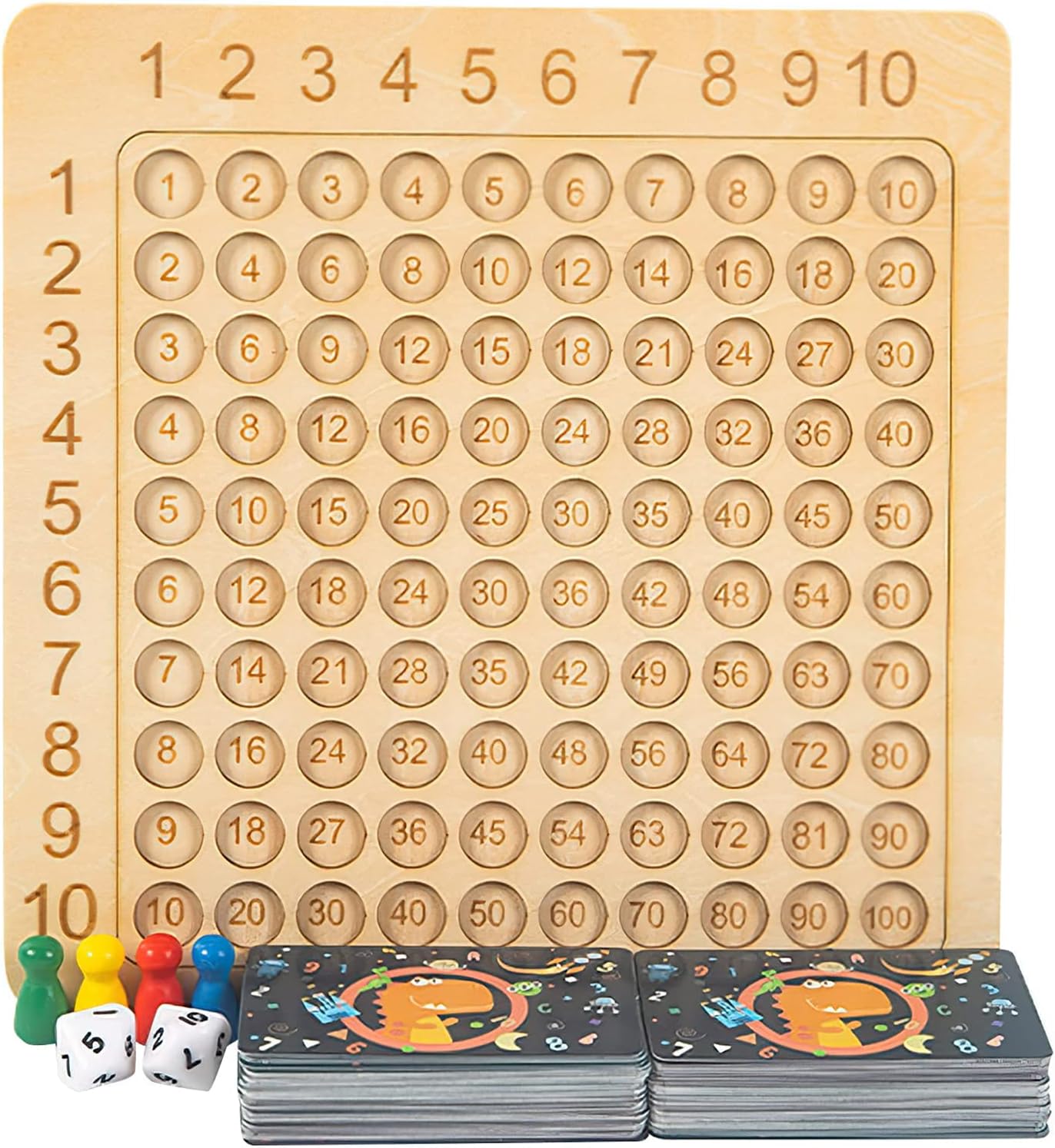 Wooden Montessori Multiplication Board Game, Children Counting Toy ...
