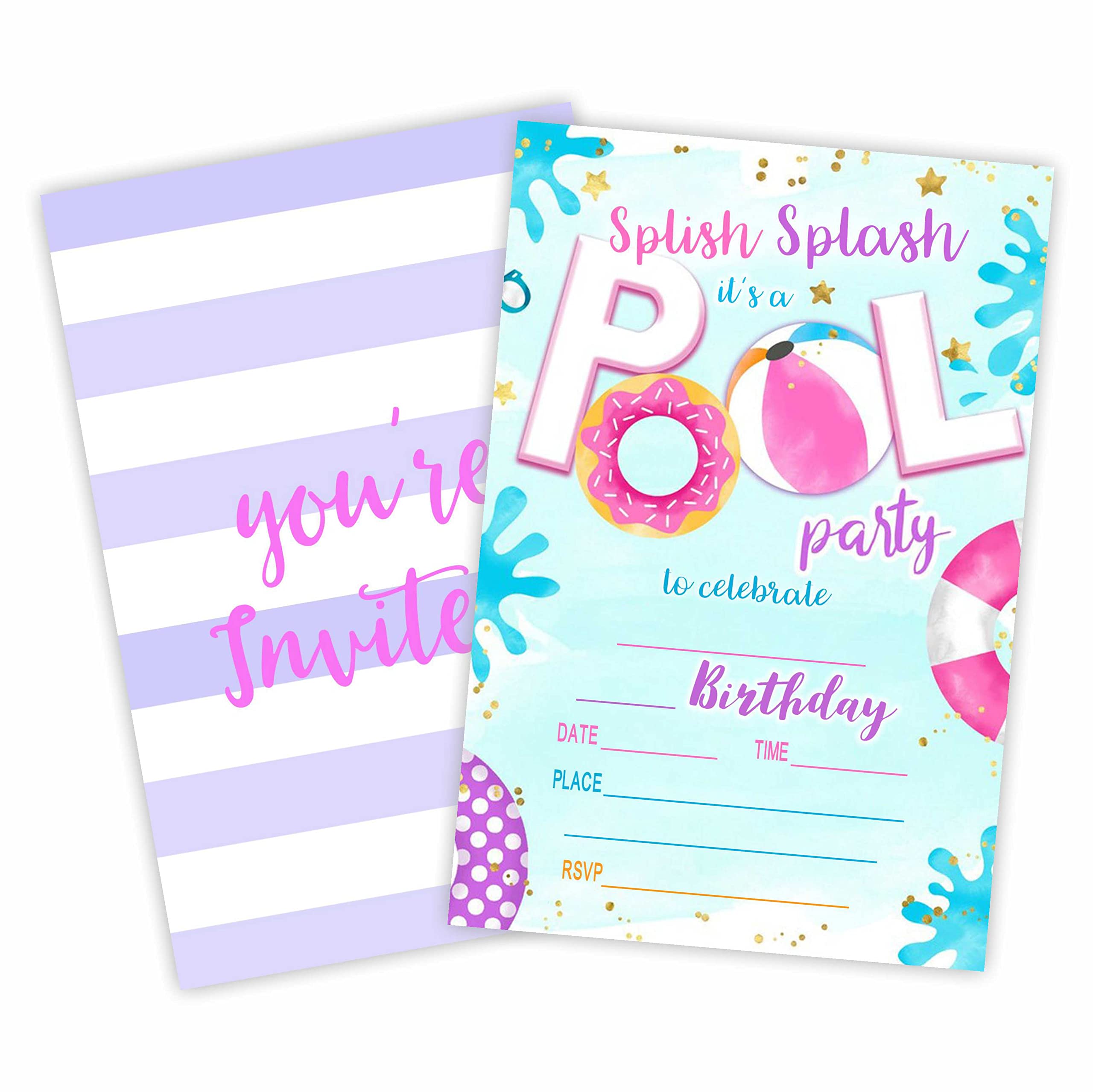 Amazon.com : Summer Pool Party Birthday Party Invitation, Pool Invite ...