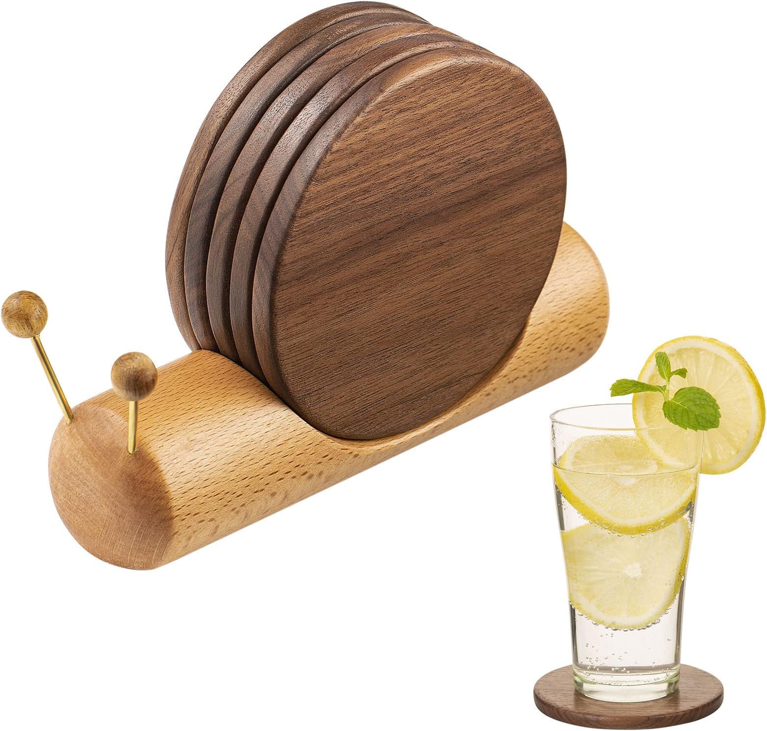 Amazon.com: Wood Coaster Set, Snail Shape Wooden Coasters Heat ...