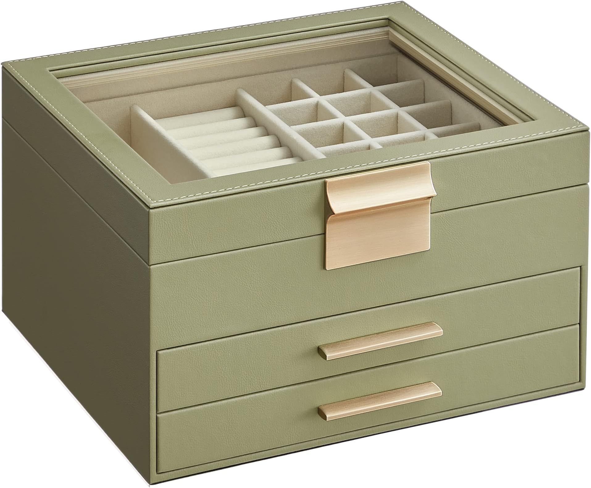 Amazon.com: Leepliar Jewelry Box with Glass Lid,Jewelry Display Case ...