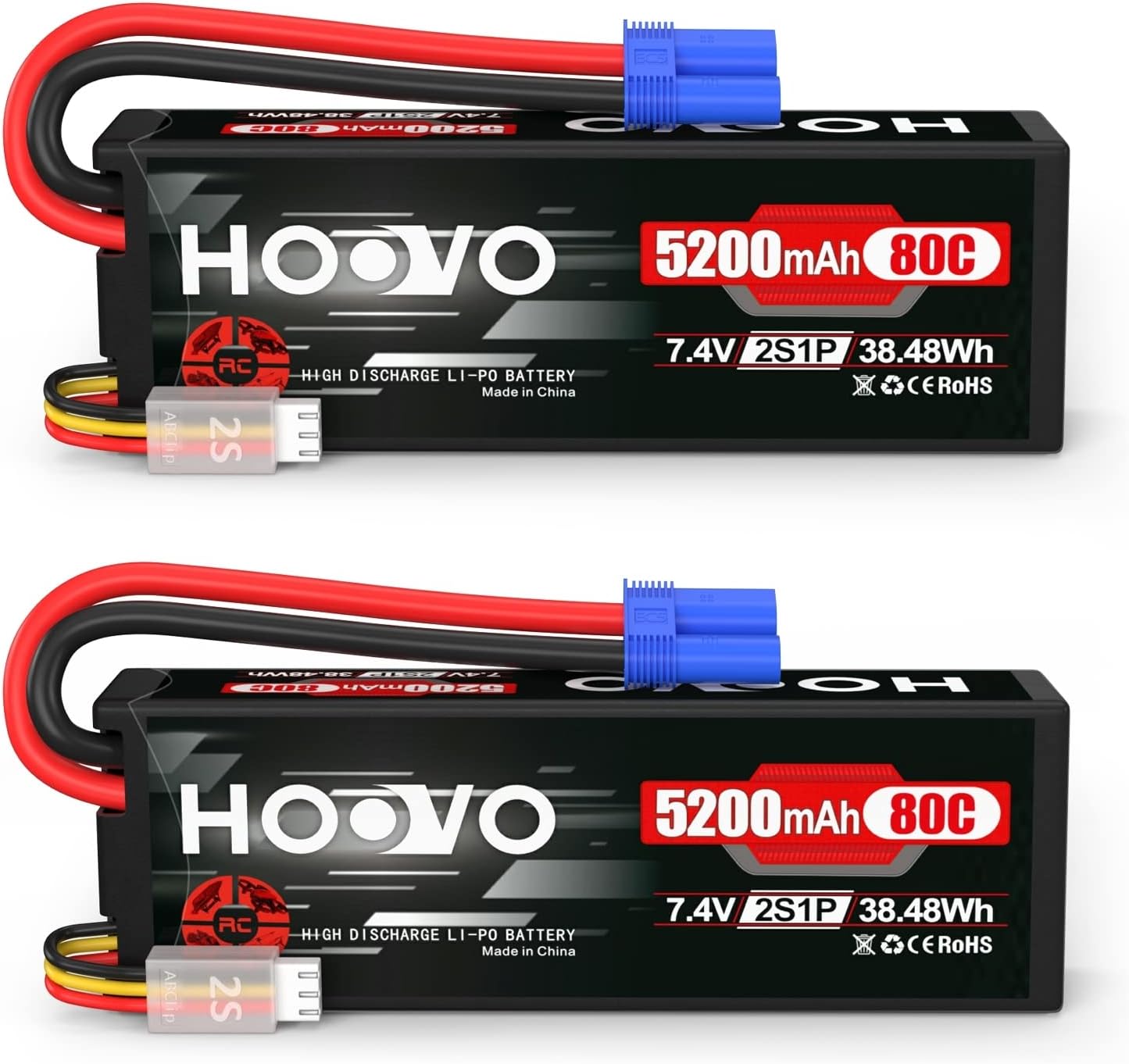 Amazon.com: OVONIC 80C 2S 5200mAh 7.4V Lipo Battery with EC5 Connector ...