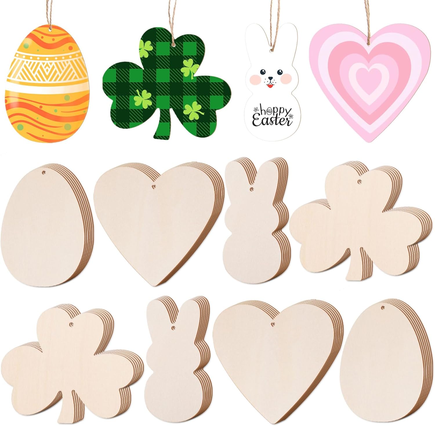 Amazon.com: AWIZOM 72 Pcs Wooden Holiday Cutouts Set Unfinished Wood ...