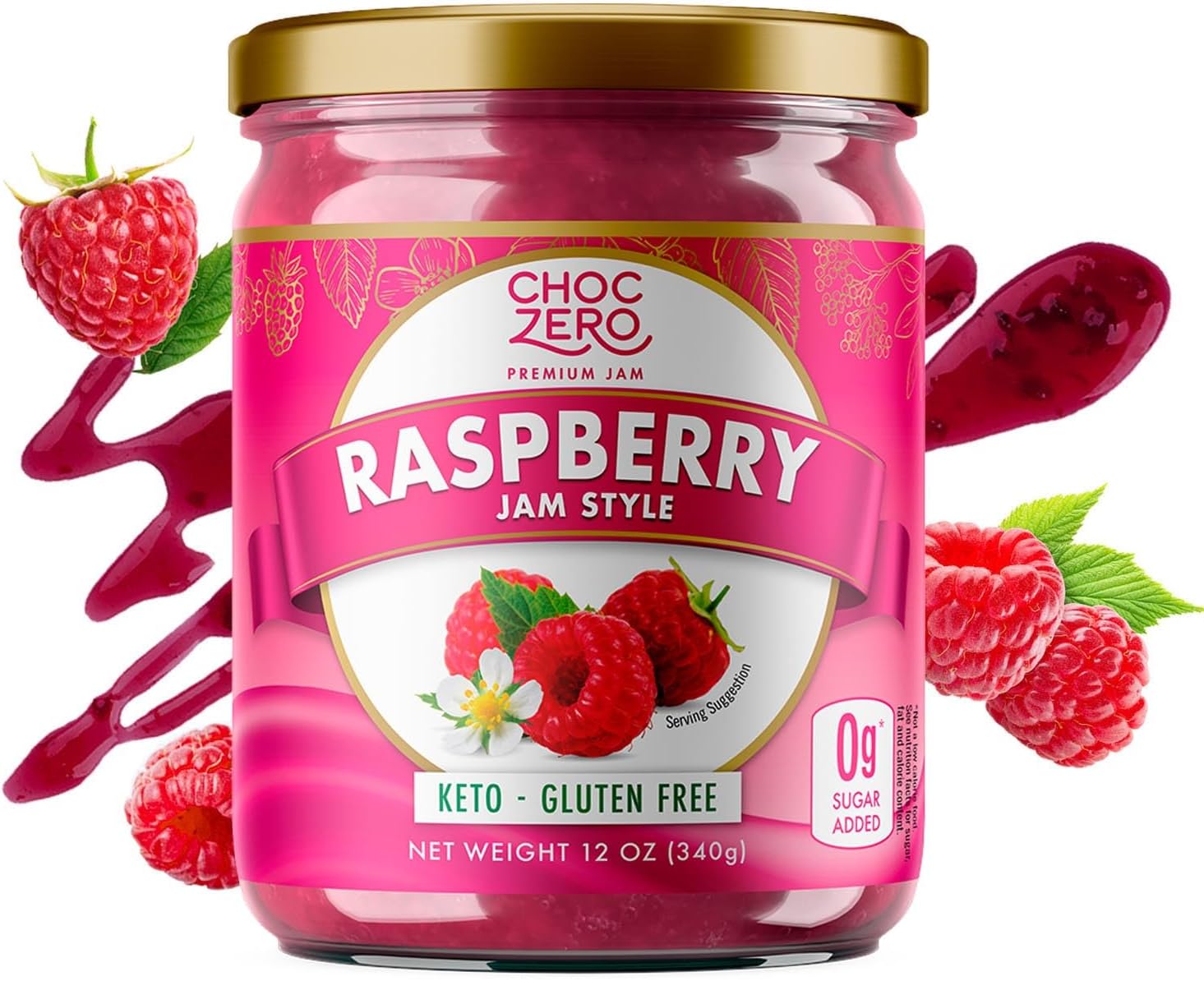 Amazon.com: ChocZero Sugar Free Raspberry Jam Preserves - Keto Jelly ...