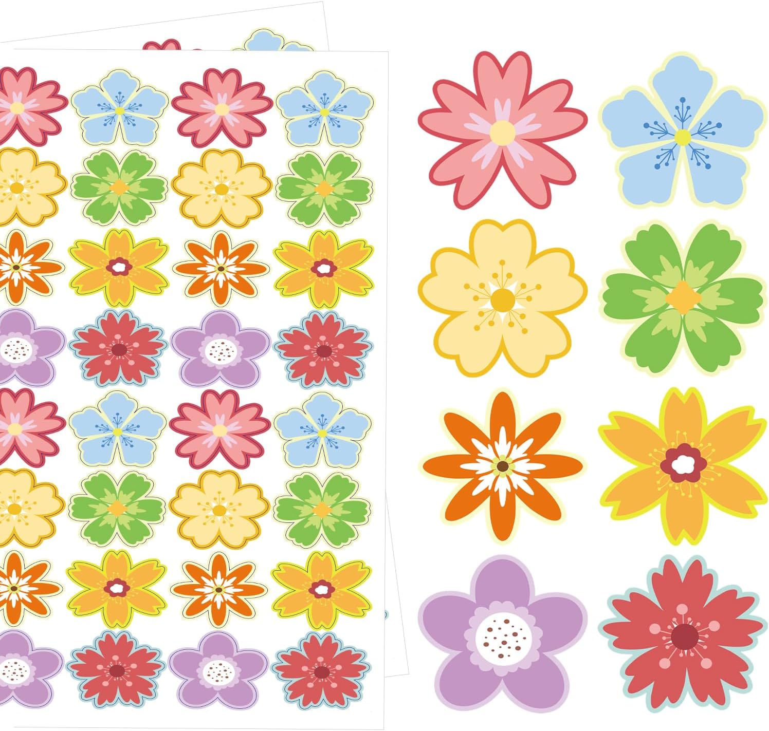Amazon.com: Flowers Stickers Spring Stickers for Kids Floral Cards ...