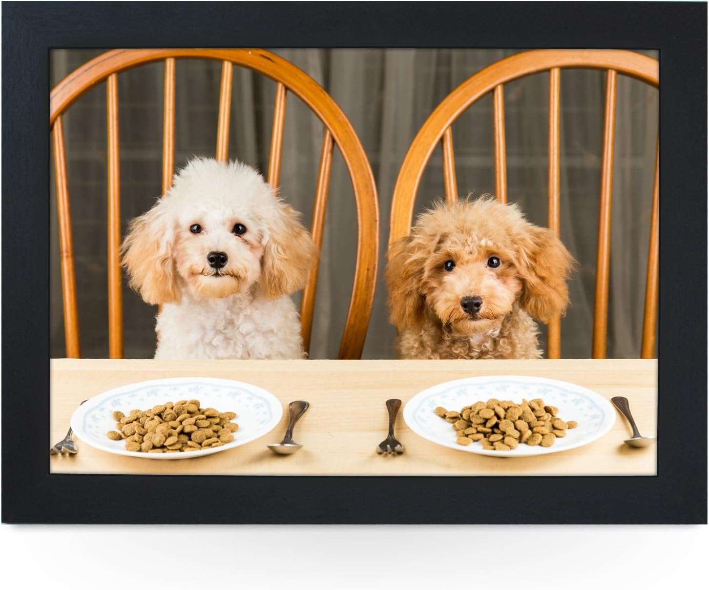 Portable Lap Desk Tray (Dogs at Dinner Table) Handmade Wooden Frame ...