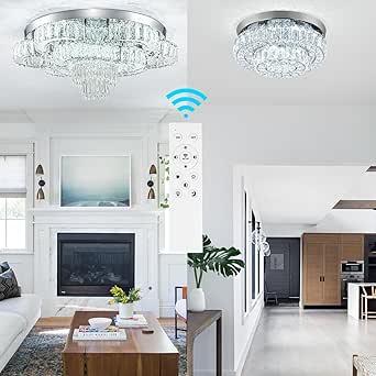 HongnuoFc Dimmable with Remote Control Crystal 21" Chandelier + 11.8 ...