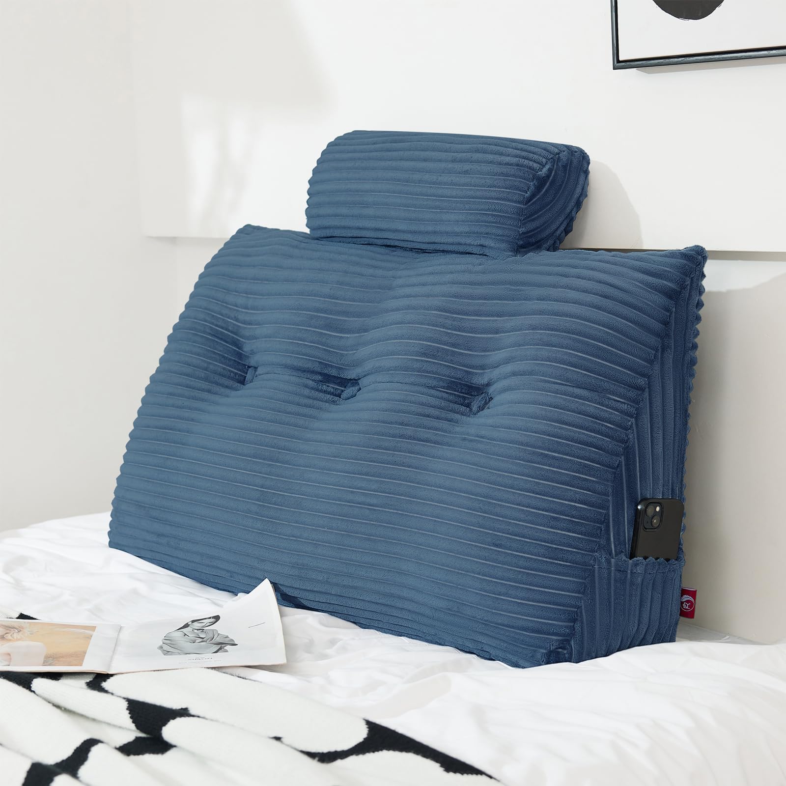 Headboard Wedge Pillow with Neck Roll Pillow Large Headboard Pillow ...