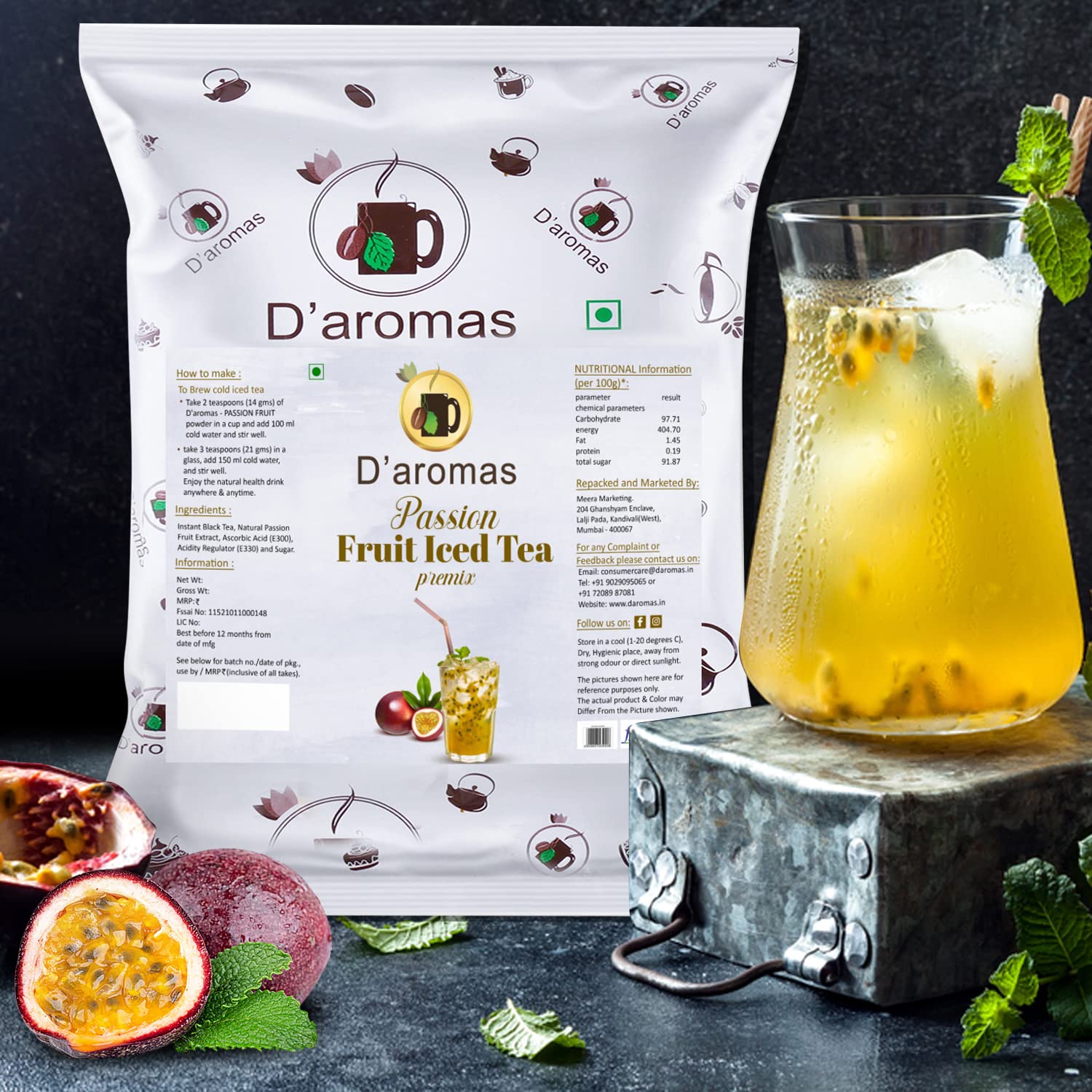 D'aromas Passion fruit Ice Tea 7kg, Instant Premix Ice Tea Powder ...