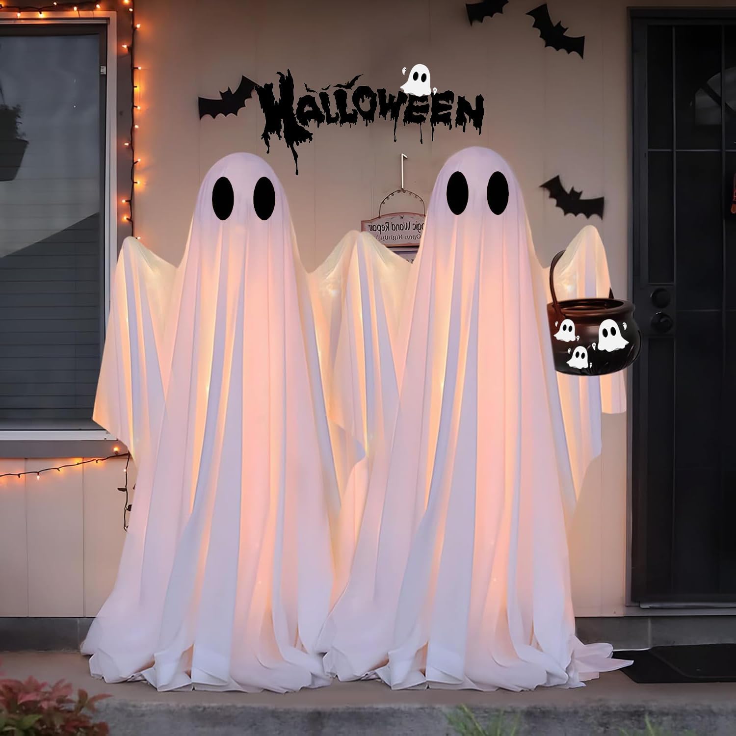 Amazon.com: 2 Packs Halloween Decorations Outdoor, Light Up Spooky ...