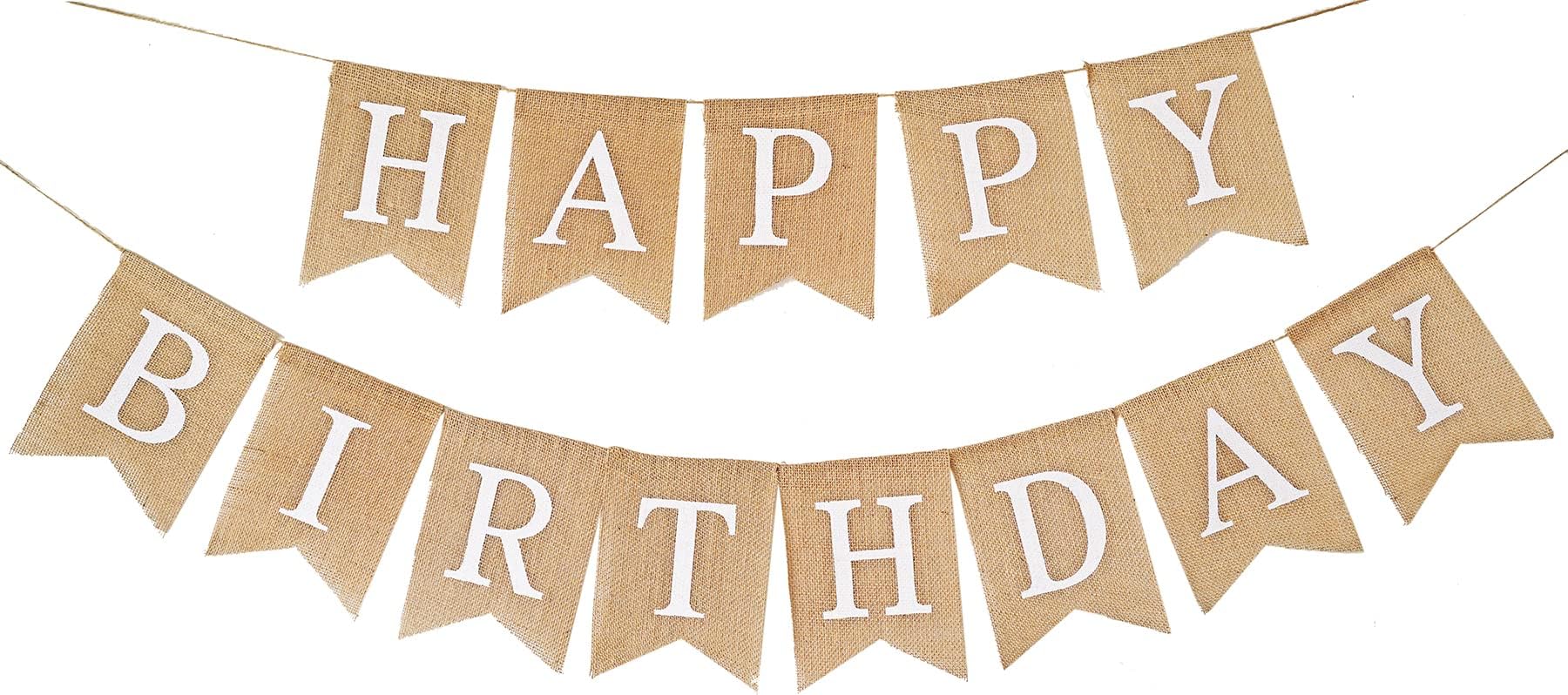 Amazon.com: Blue Happy Birthday Banner, Assembled Burlap Happy Birthday ...