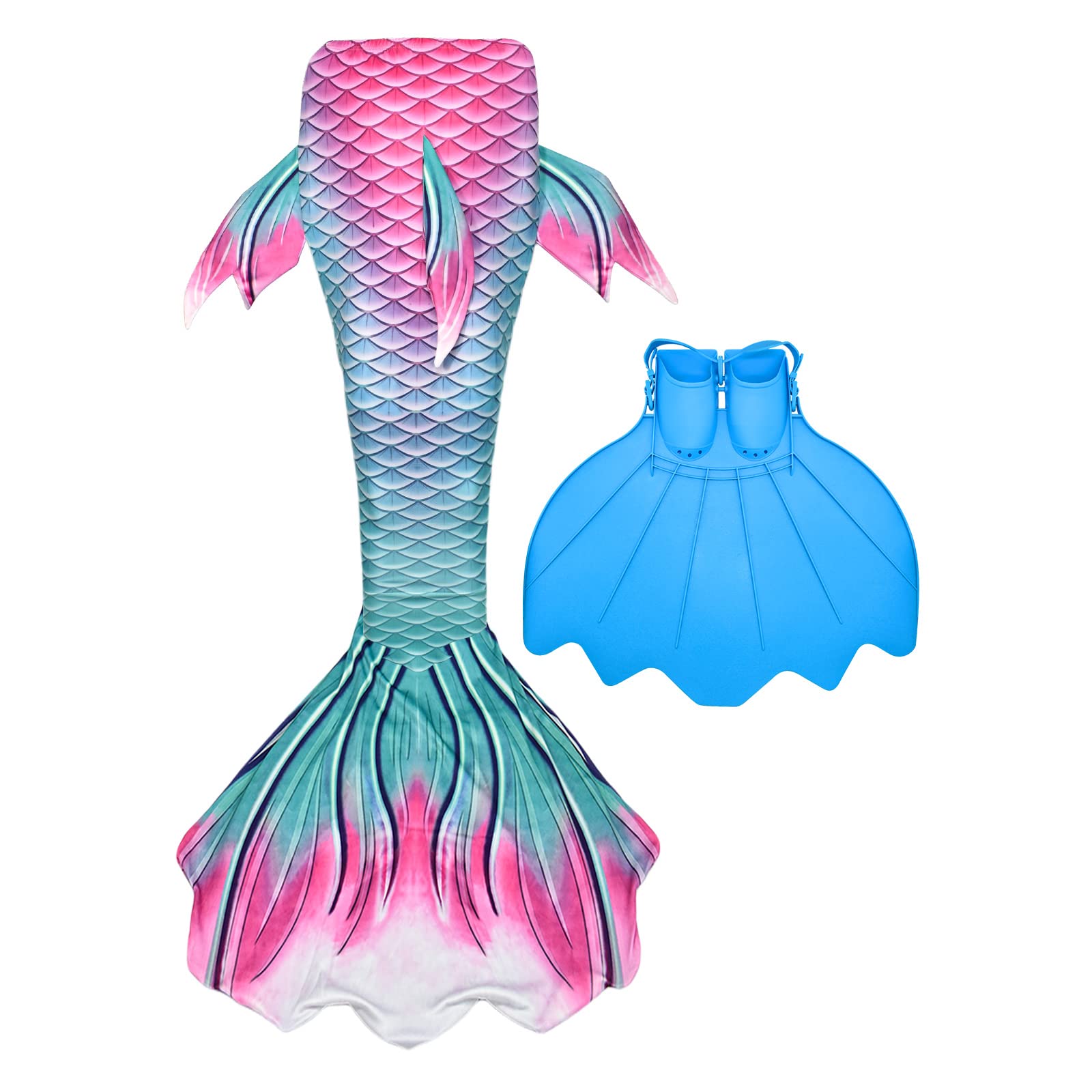 Buy Teens Girl Women Mermaid Tail with Monofin, Luxurious Swimming Tail ...