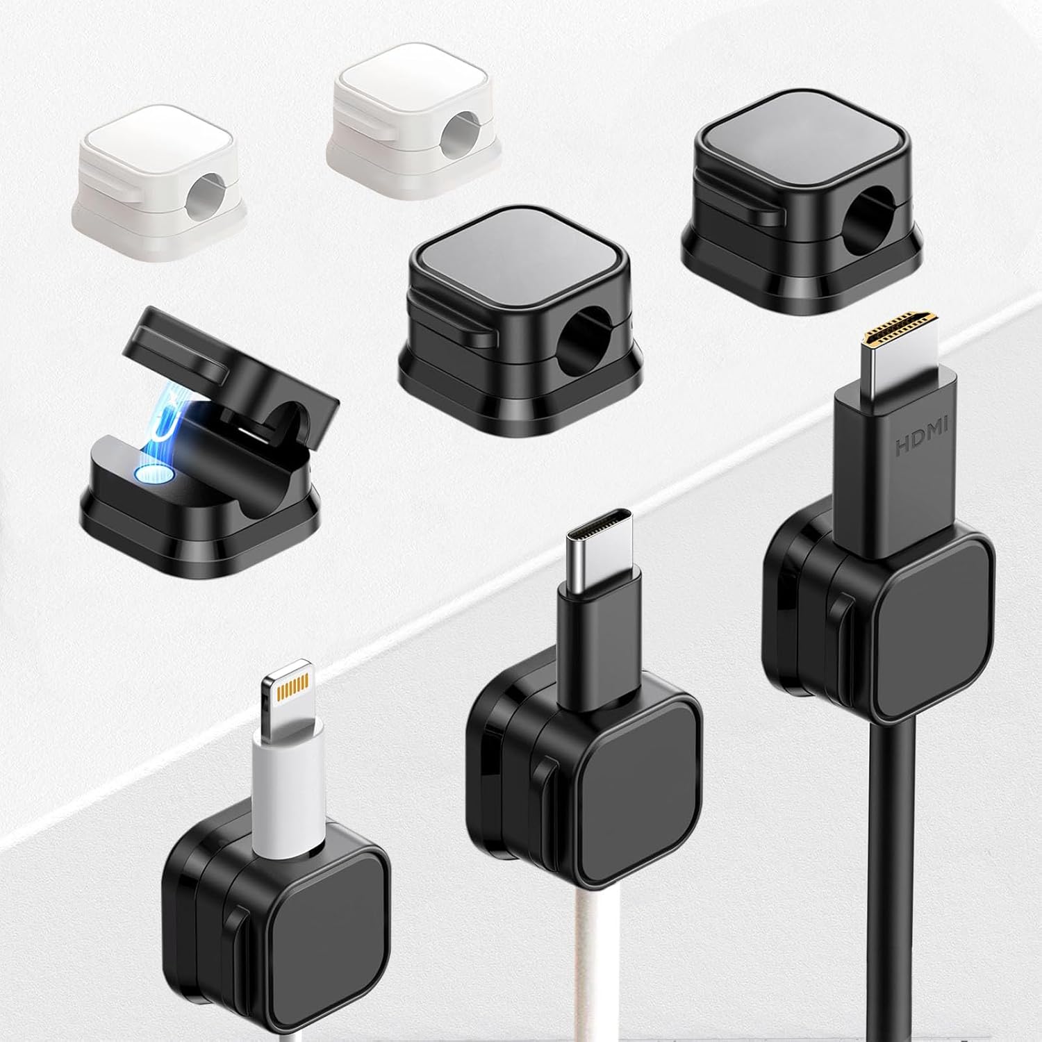 Amazon.com: Kisajar 12 Pack Magnetic Cable Clips,Cord Organizer,Wire ...