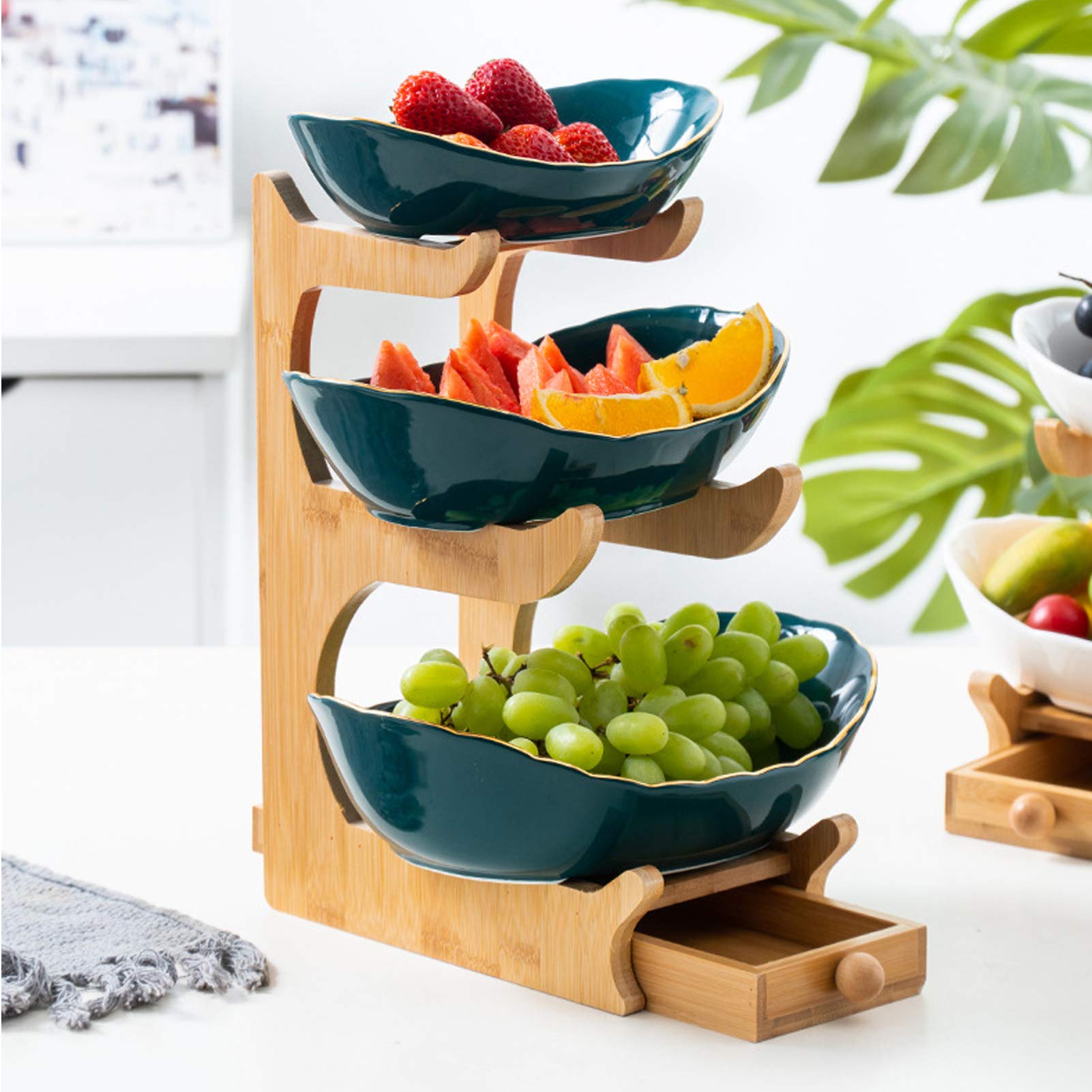 3-Tier Oval Bowl Server Set - Food Server Display Stand - Chip and Dip ...