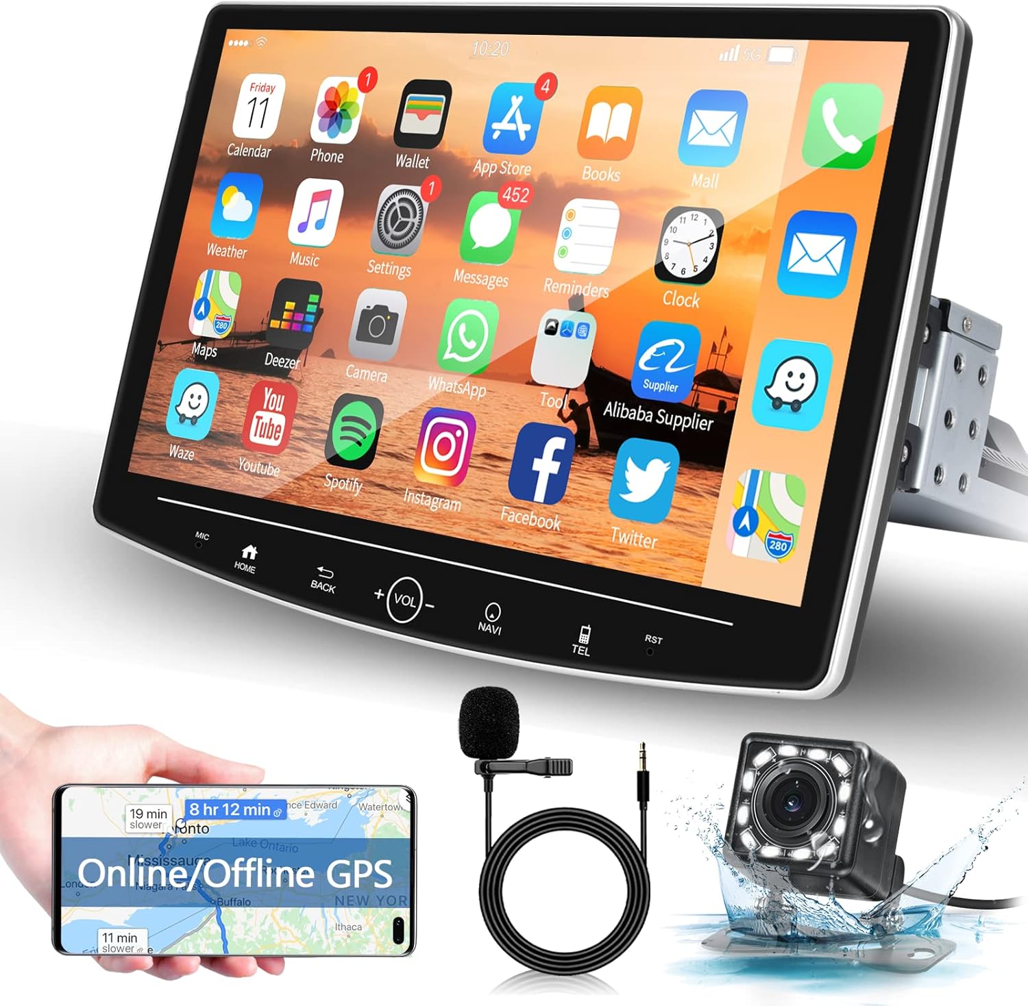 Amazon.com: Android Single Din Car Stereo Rotatable 10.1 Inch Vertical ...