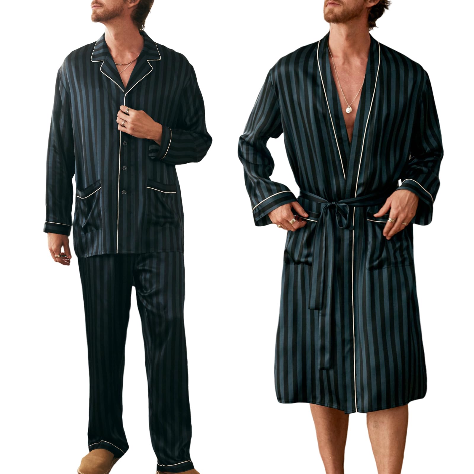 Cold Posh Mens Real Silk Robe Luxury Lightweight Bathrobe For Men ...
