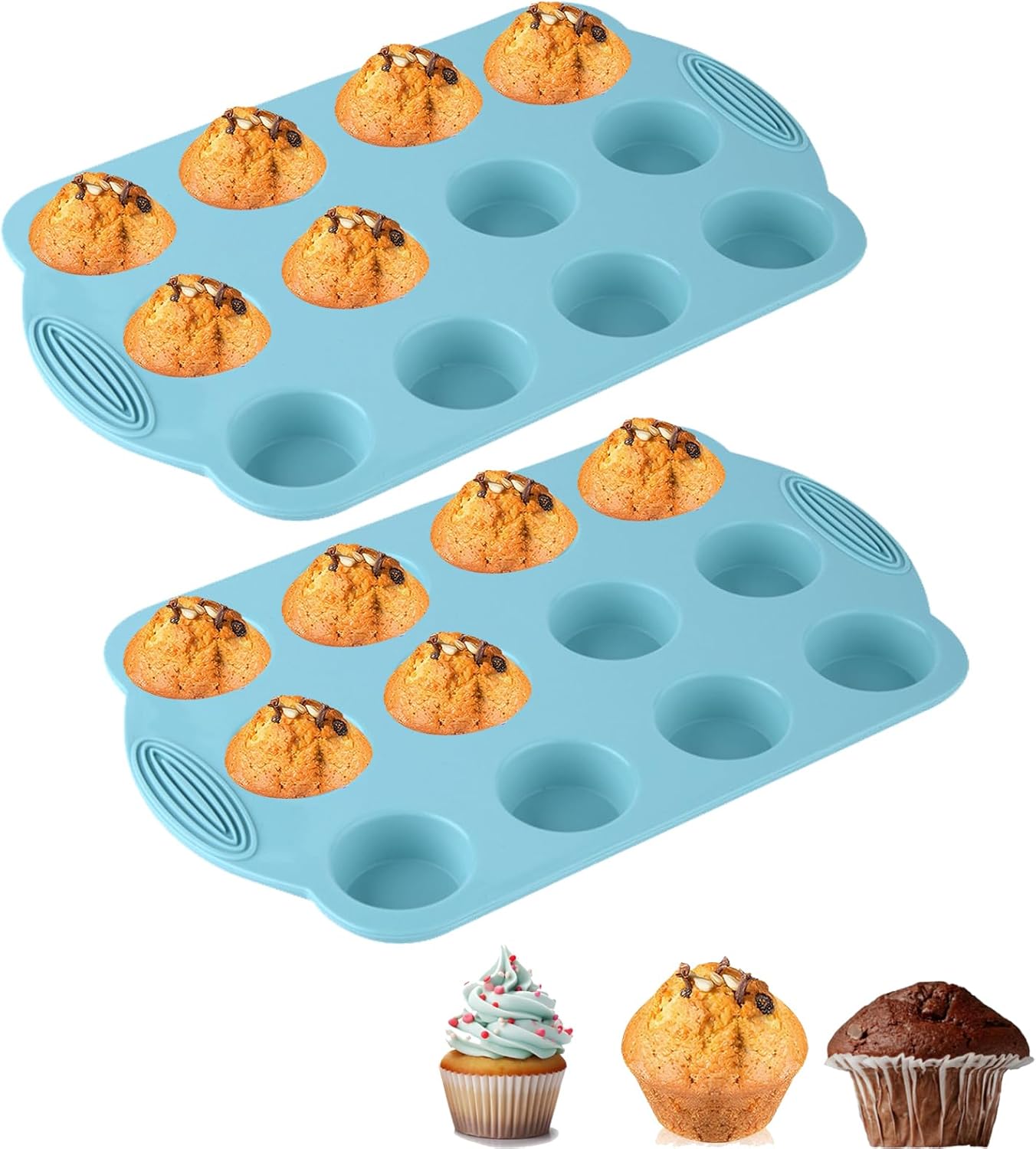 Amazon.com: DIYOHFE 2 Pack Silicone Muffin Pan - 12 Regular Size Cups ...
