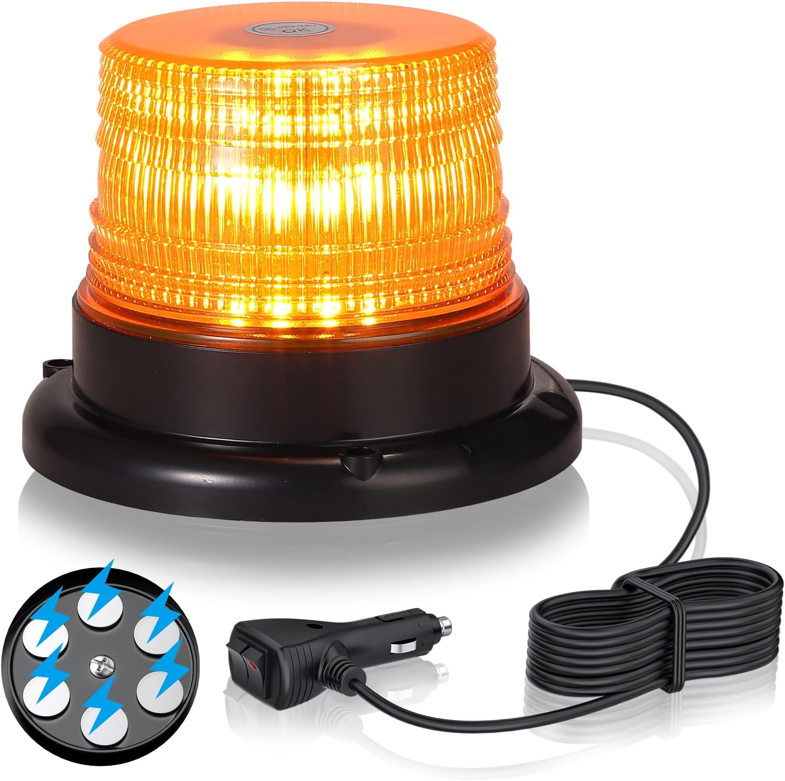 eSynic Magnetic Rotating Flashing Beacon Light 40 LEDs Round 12V/24V ...