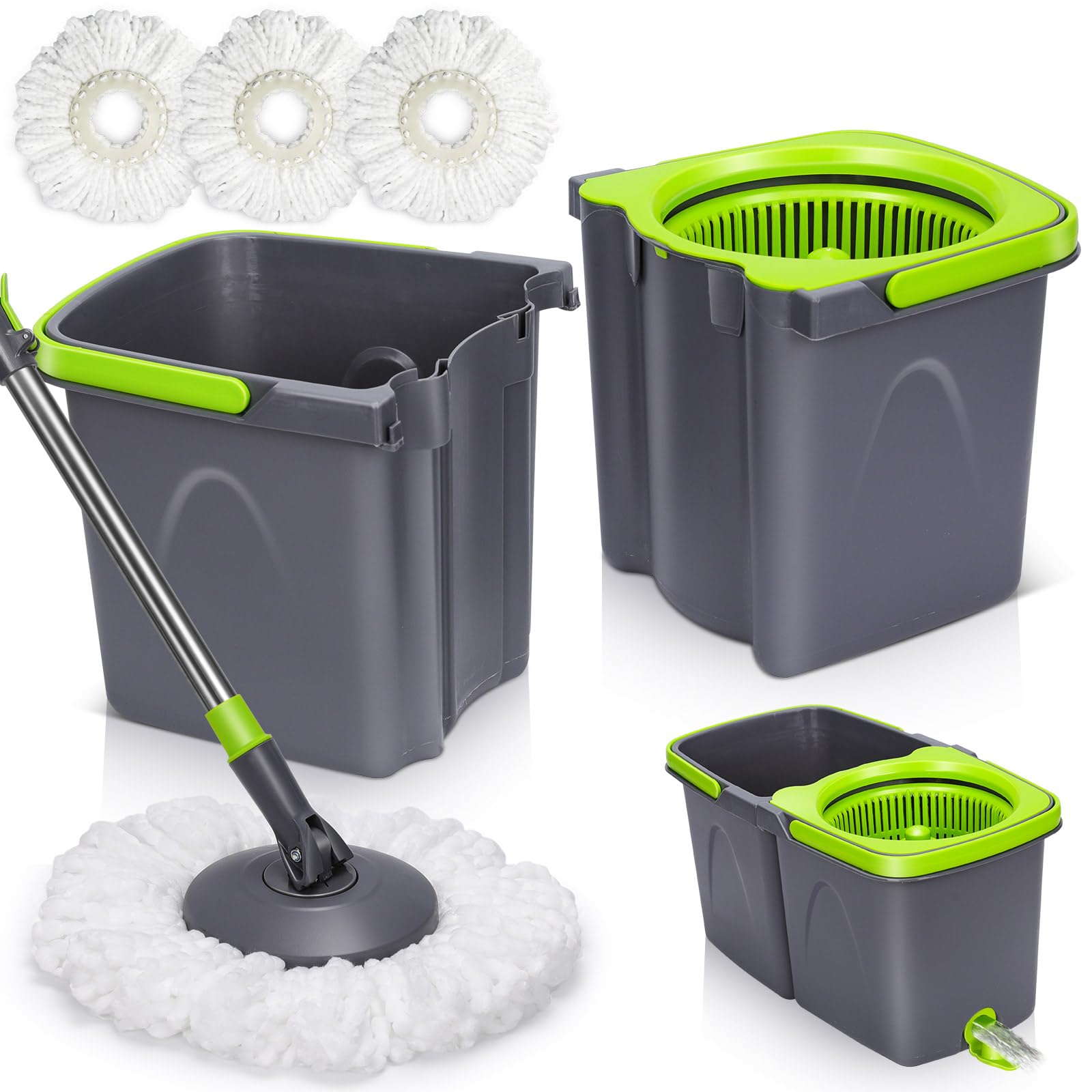 Amazon.com: Masthome Spin Mop Bucket with Wringer Set,Microfiber Spin ...