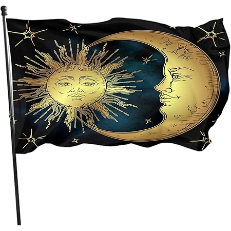 Amazon.com : IBILIU Golden Sun Flag 3x5 Ft Outdoor,Boho moon crescent ...