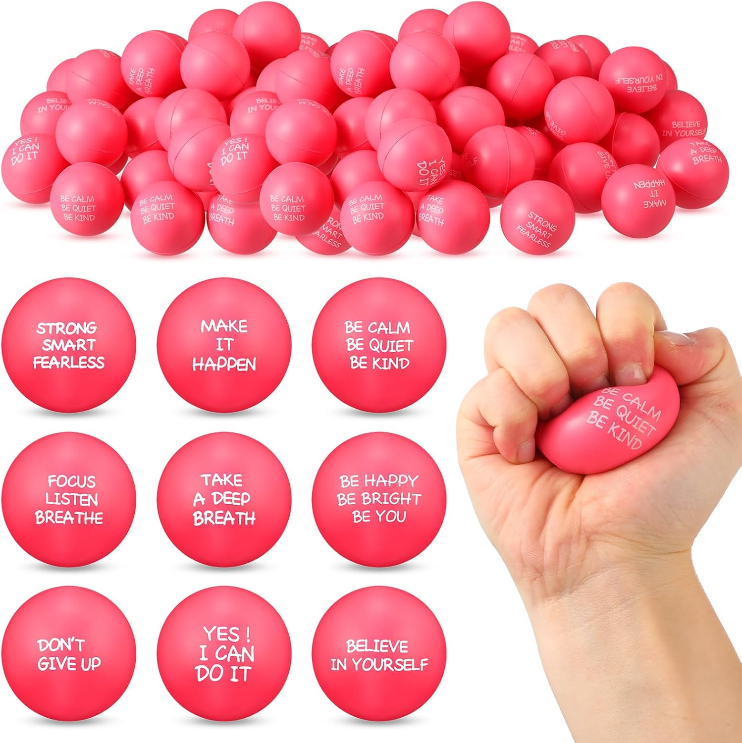 Amazon.com: Shappy 72 Pcs Inspirational Stress Relief Balls Motivational Stress Ball Encouraging ...