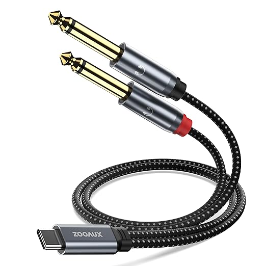 Amazon.com: ZOOAUX USB C to Dual 6.35mm 1/4 inch Stereo Splitter Y ...