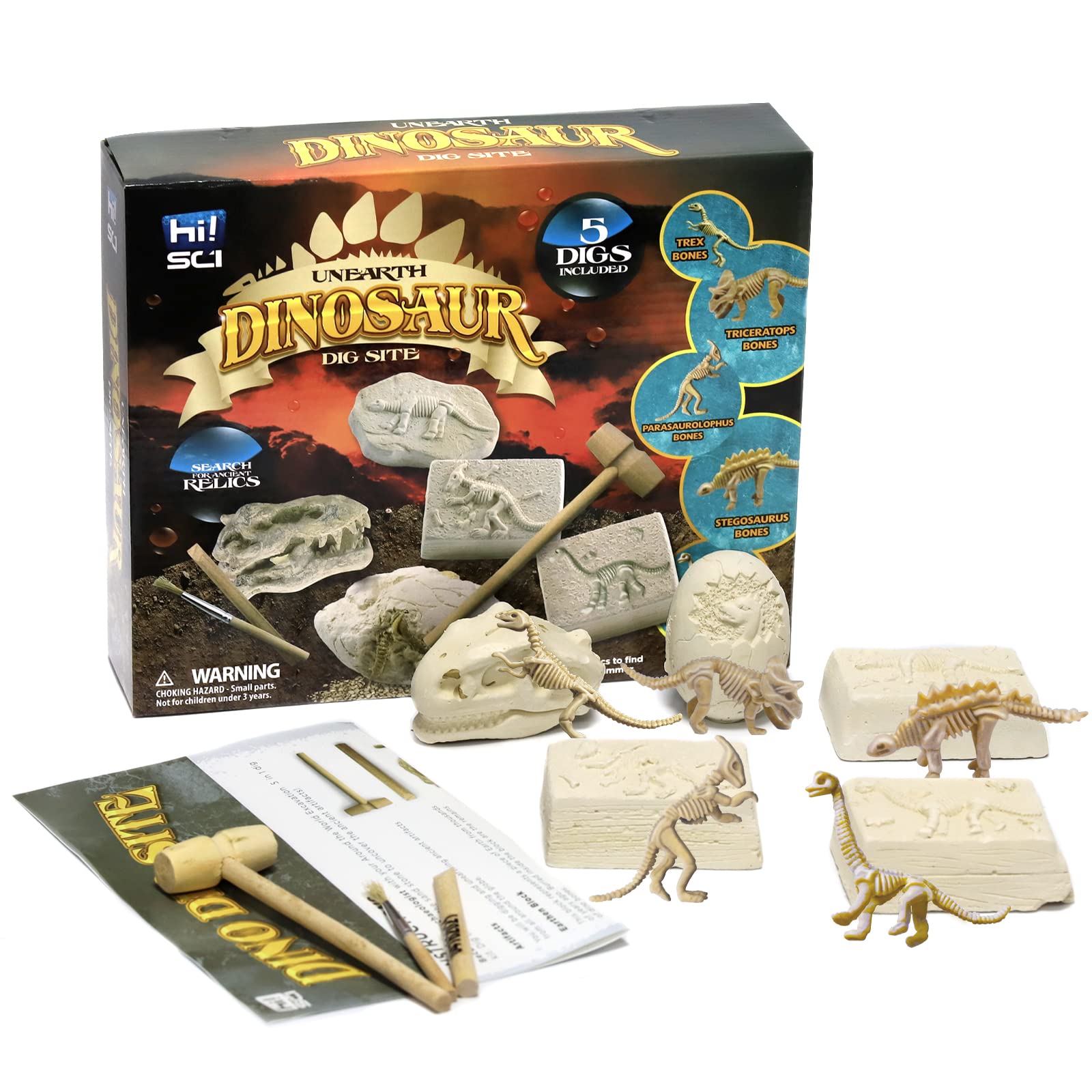 hi!SCI Dinosaur Egg Dig Kit for Kids, Surprise Dino Excavation Kit with ...