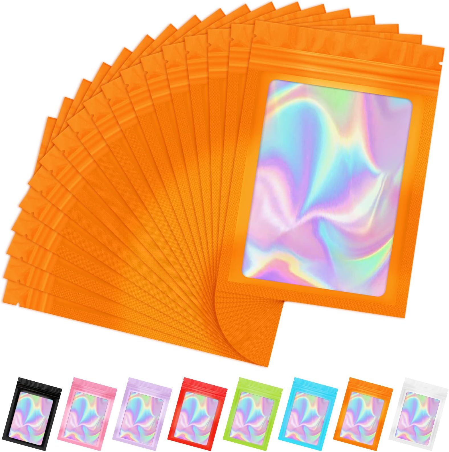 Amazon.com: 200 Pieces Resealable Mylar Zip lock Bags, Holographic ...