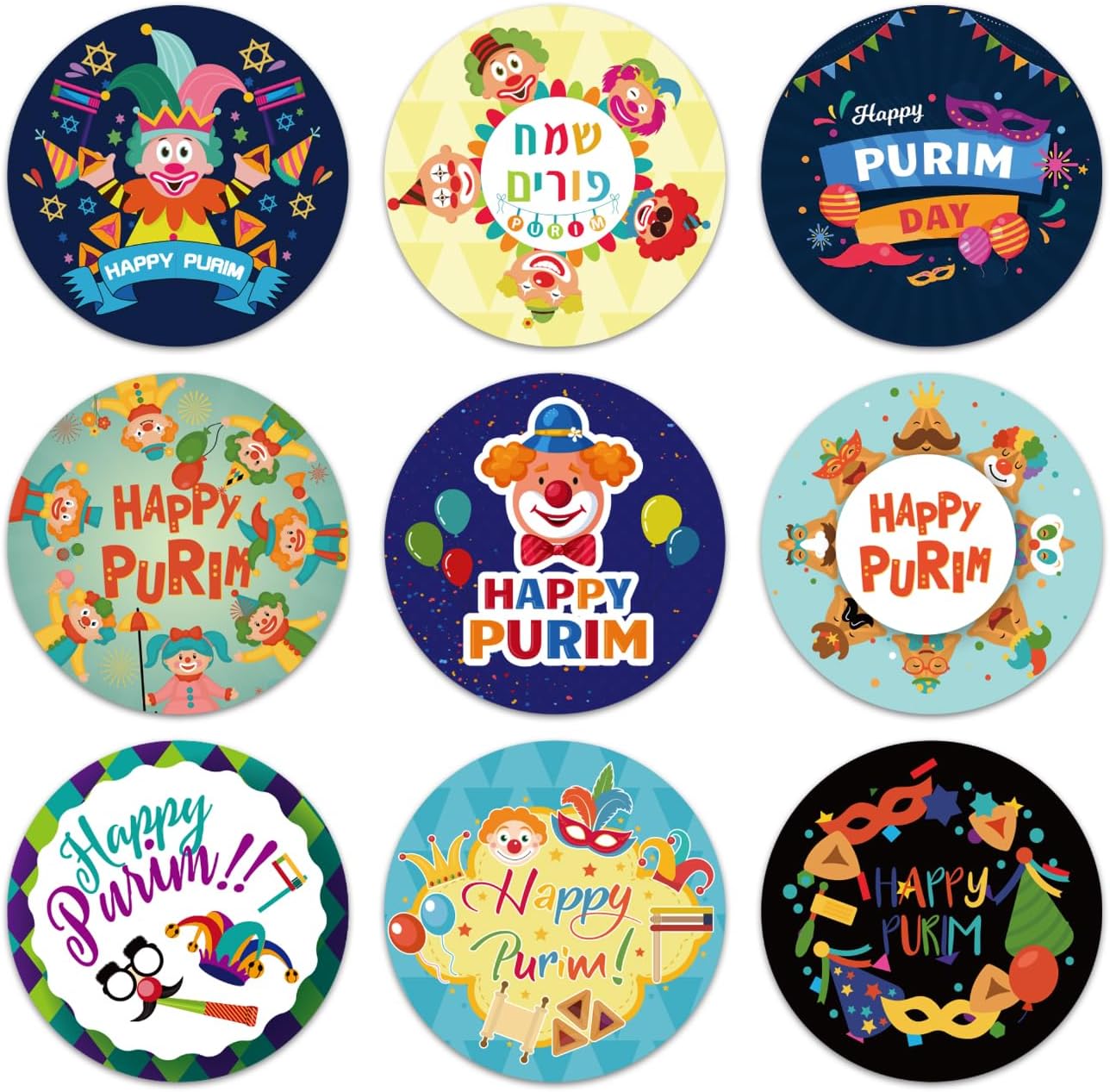 Amazon.com: Happy Purim Stickers Party Supplies - Jewish Holiday Purim ...