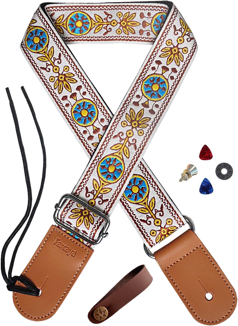 Amazon.com: Farcaya Ukulele Strap Jacquard Flower for Soprano Concert ...