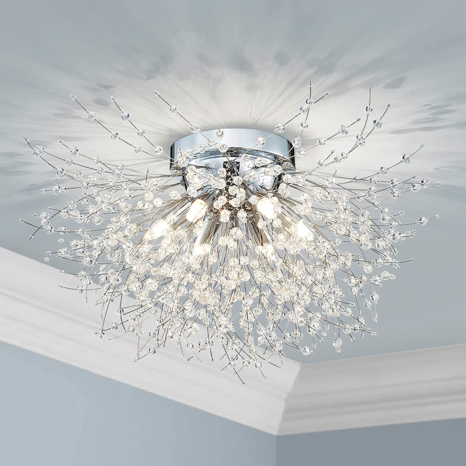 Amazon.com: AGV LIGHTING CL023C Crystal Ceiling Light, Close to Ceiling ...