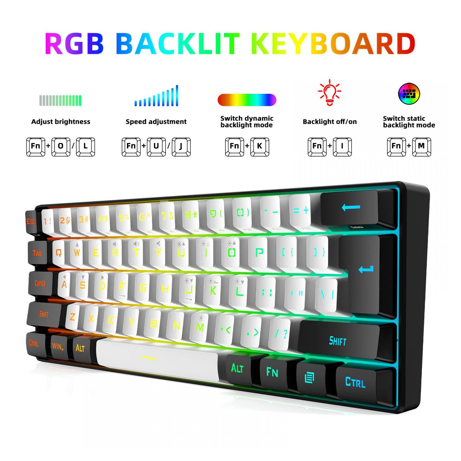 Snapklik.com : Serounder 60% Percent Keyboard, RGB Wired Gaming ...