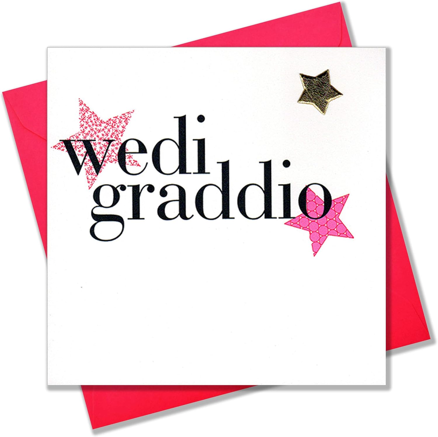 Claire Giles Greeting Cards, Welsh Graduation Card, Pink Stars Design ...