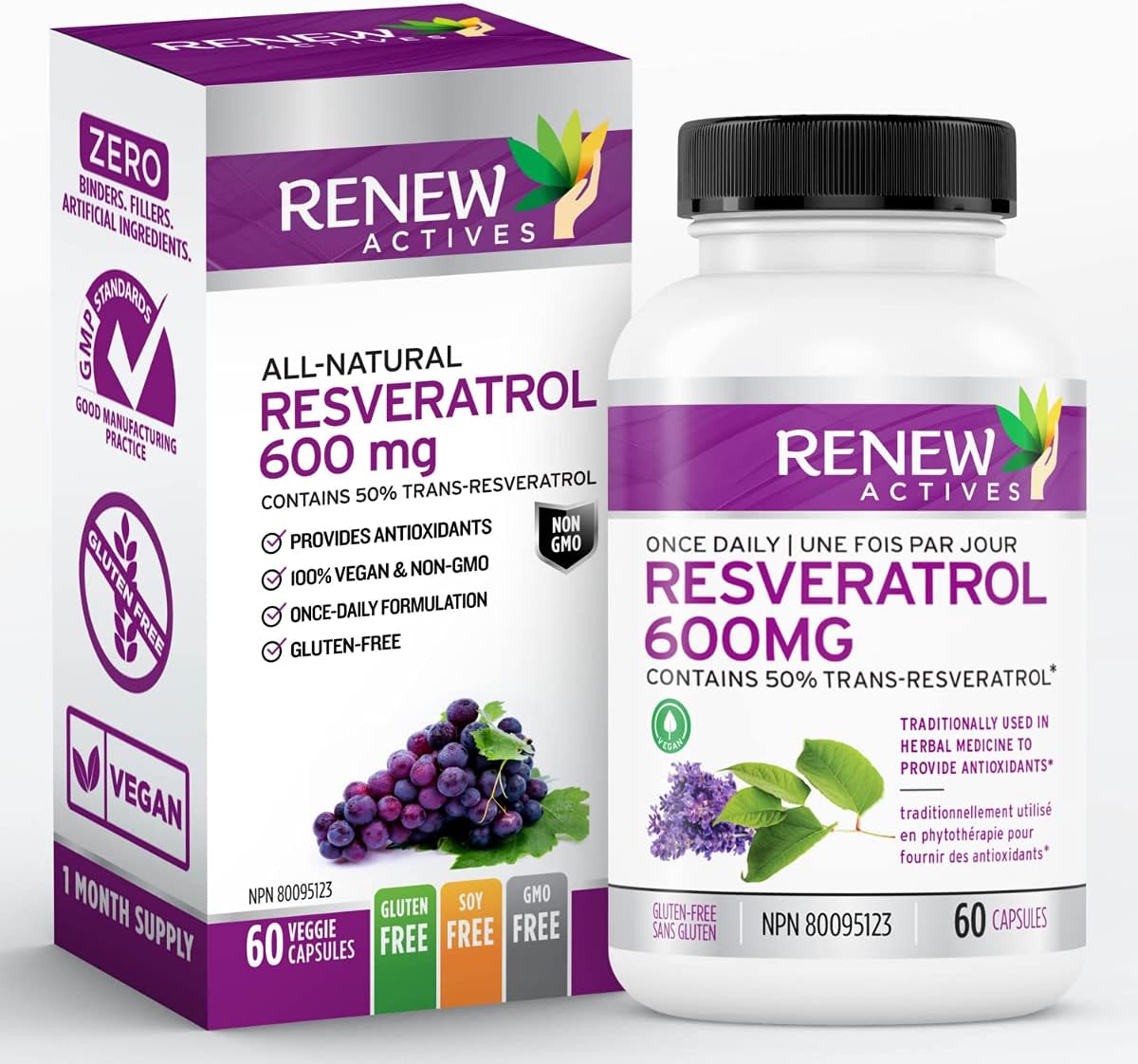 Amazon.com: Renew Actives Optimized Resveratrol Supplement: 600mg ...