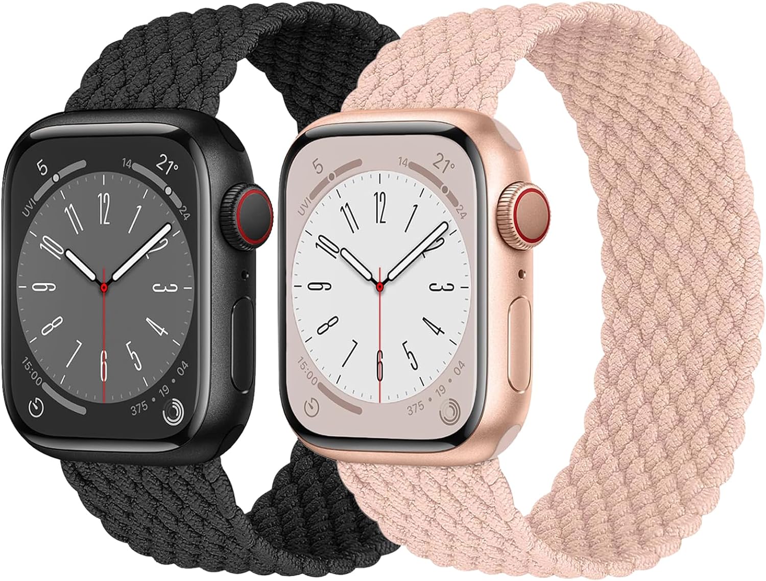 Amazon.com: 2 Pack Braided Solo Loop For Apple Watch Band 40mm 41mm ...