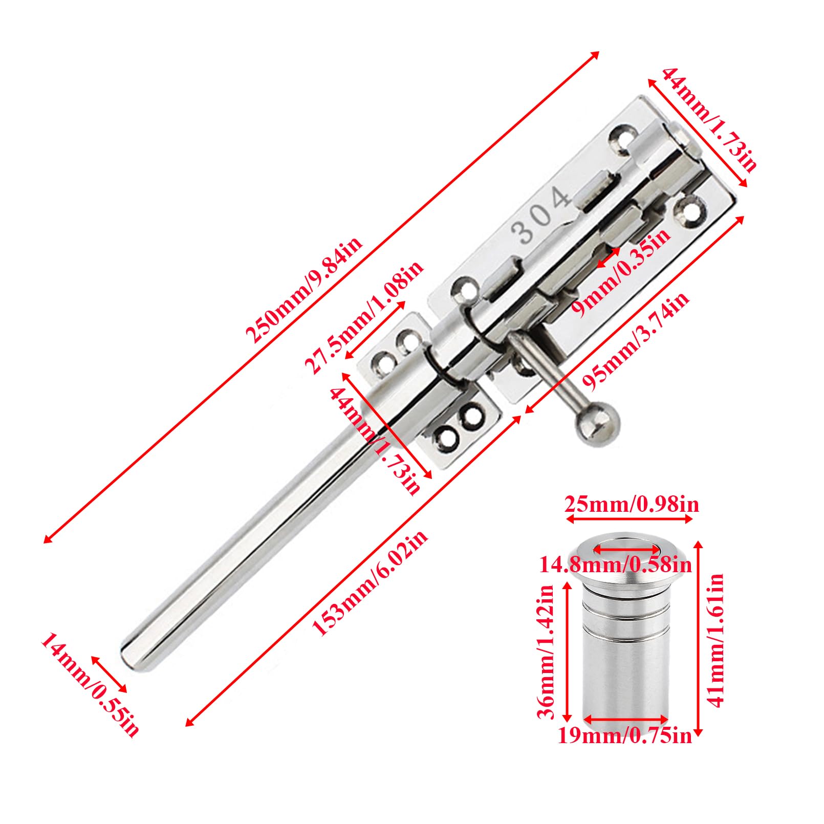 Snapklik.com : 304 Stainless Steel Gate Latch Slide Bolt Gate Latch ...