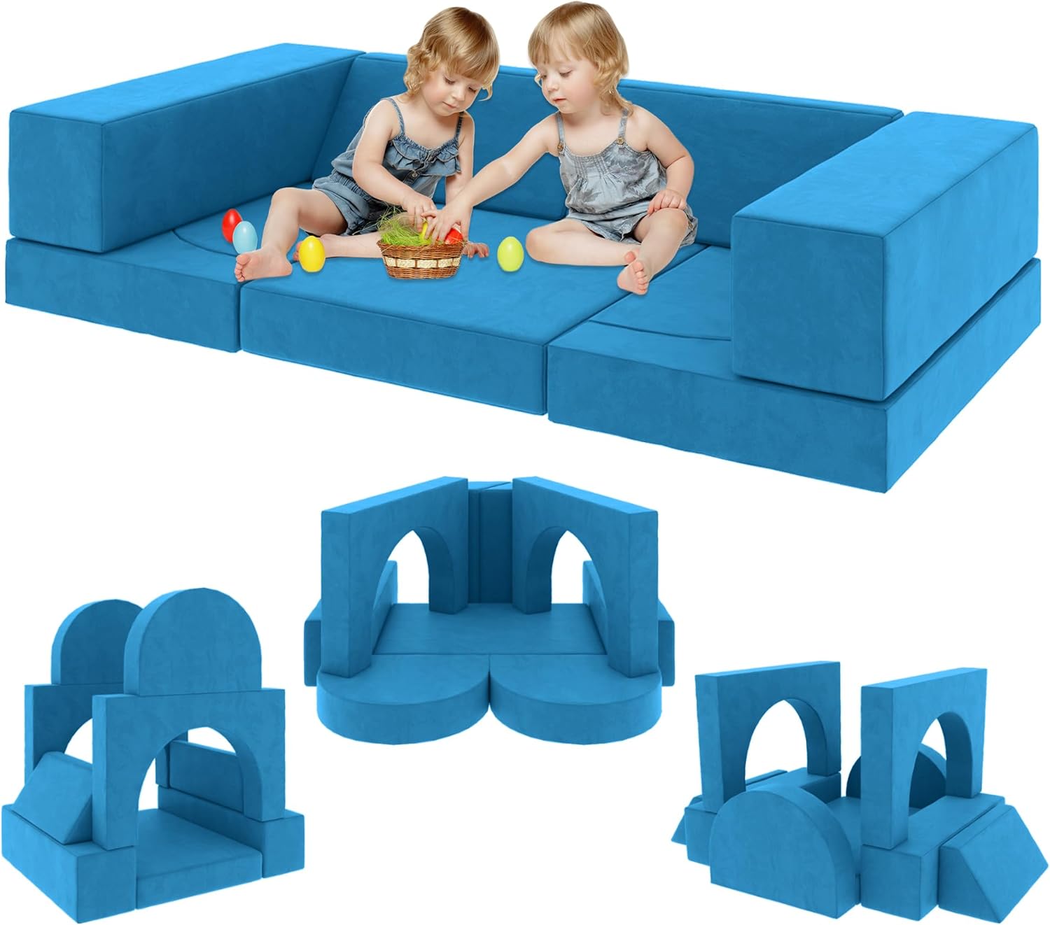 Amazon.com: DEYGIA Modular Kids Play Couch, 9PCS Kids Couch for ...