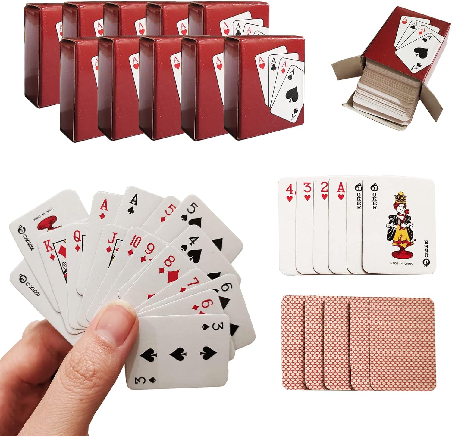 Amazon.com: VOVCIG Mini Playing Cards,Packs of 10 Decks Poker Cards ...