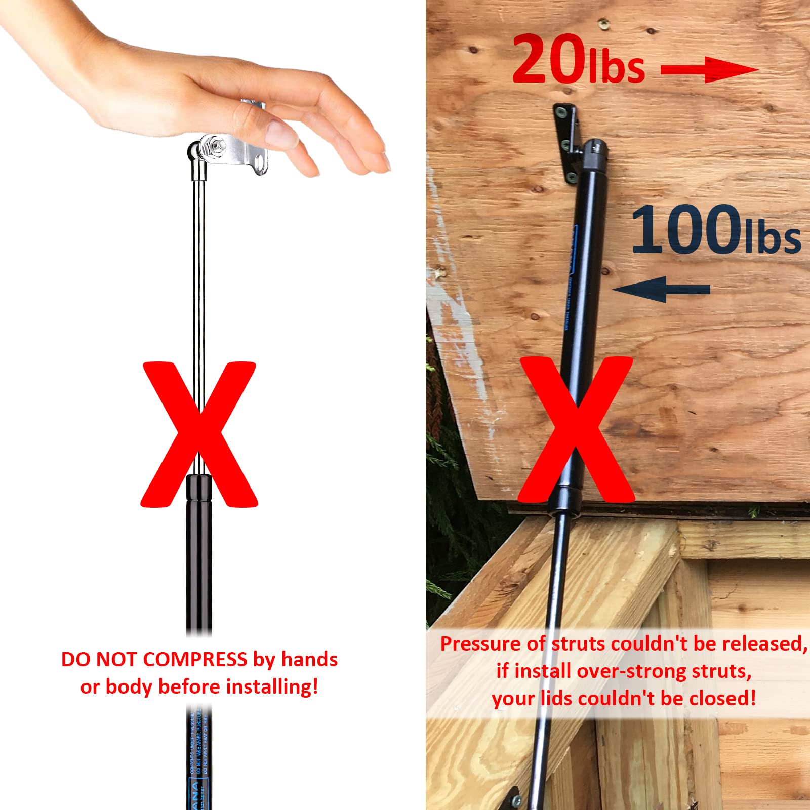 20 inch 150 LB Gas Prop Struts Shocks, 20" 150lbs Lift-Support Springs ...