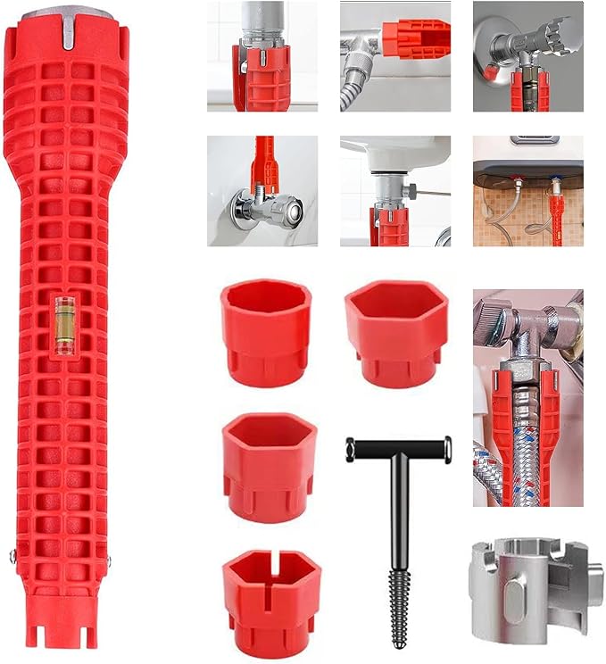 Tap Spanner Tool, 12-in-1 Multi-Functional Faucet Wrench, Comfortable ...