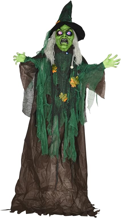 HOMCOM 6ft Outdoor Halloween Decoration Witch, Standing Witch Prop Life ...
