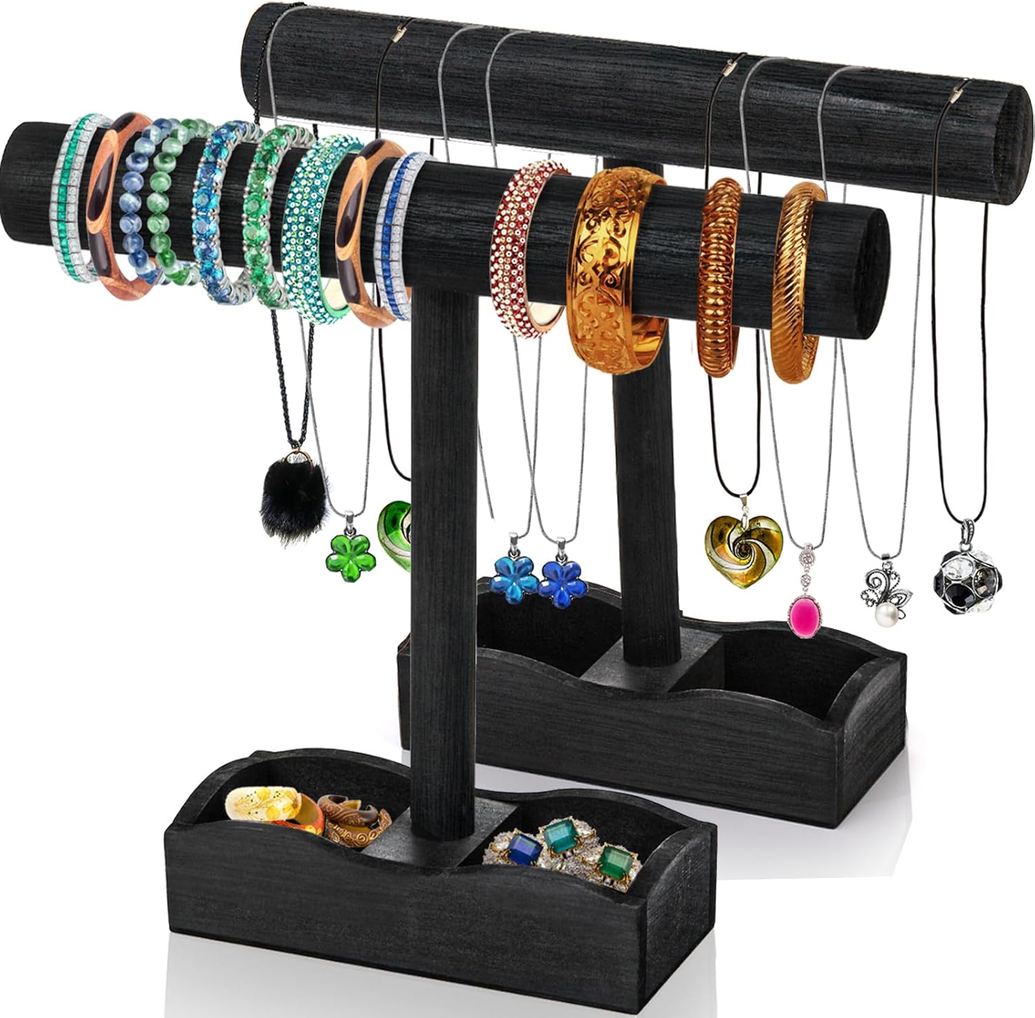 Amazon.com: Cididu Set of 2 Bracelet Holder Display, Wooden Bracelet ...