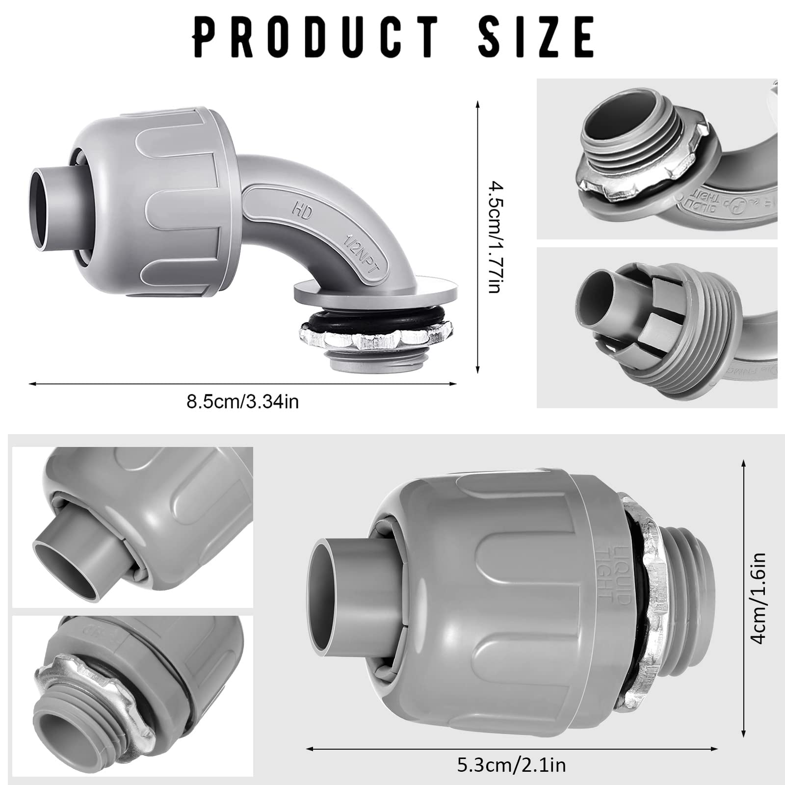 Snapklik.com : 30 Pack 30 Pack 1/2" Liquid Tight Connector Electrical ...